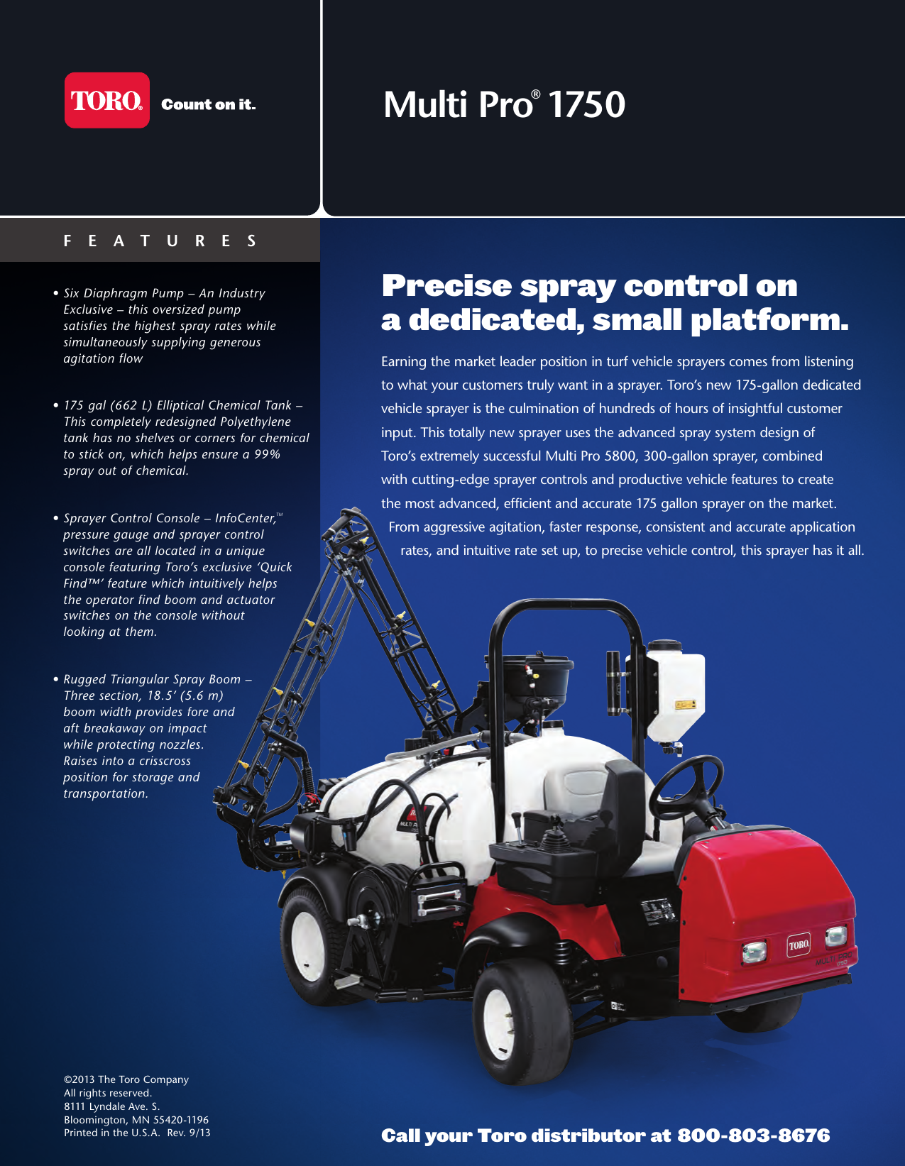 Toro Multi Pro 1750 41188 Sell Sheet