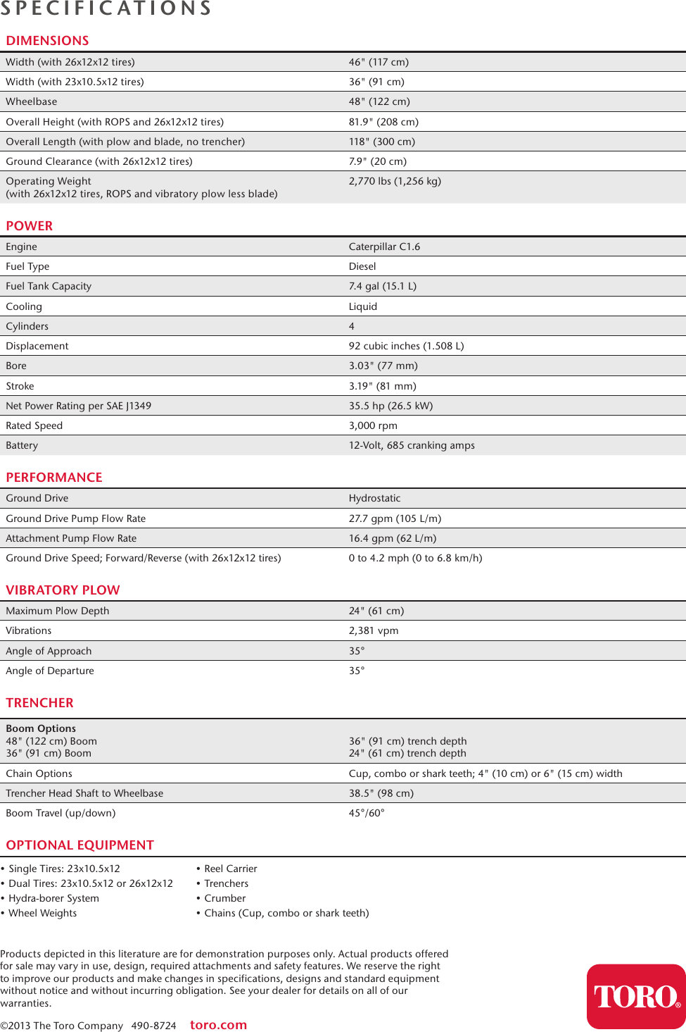 Toro Pro Sneak 360 Vibratory Plow Sell Sheet