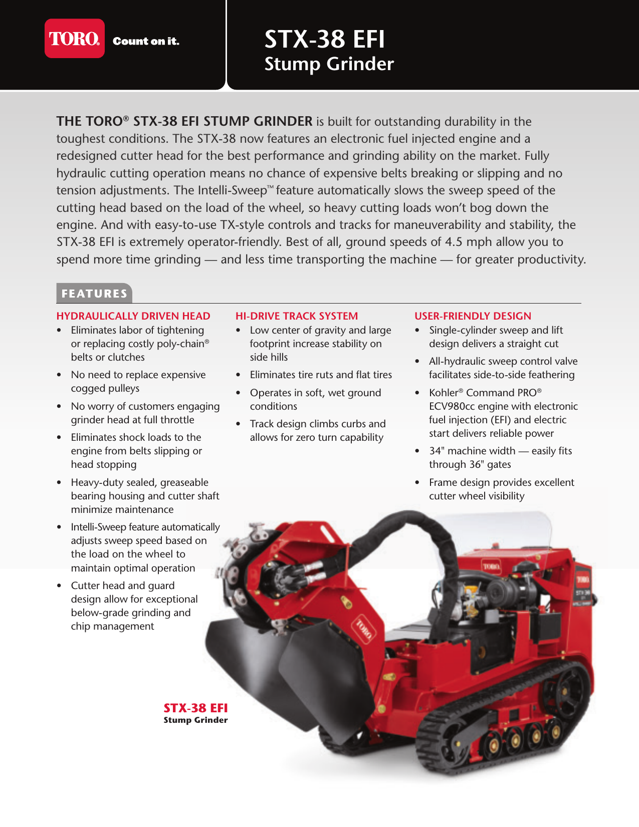 Toro Stx 38 Stump Grinder Sell Sheet