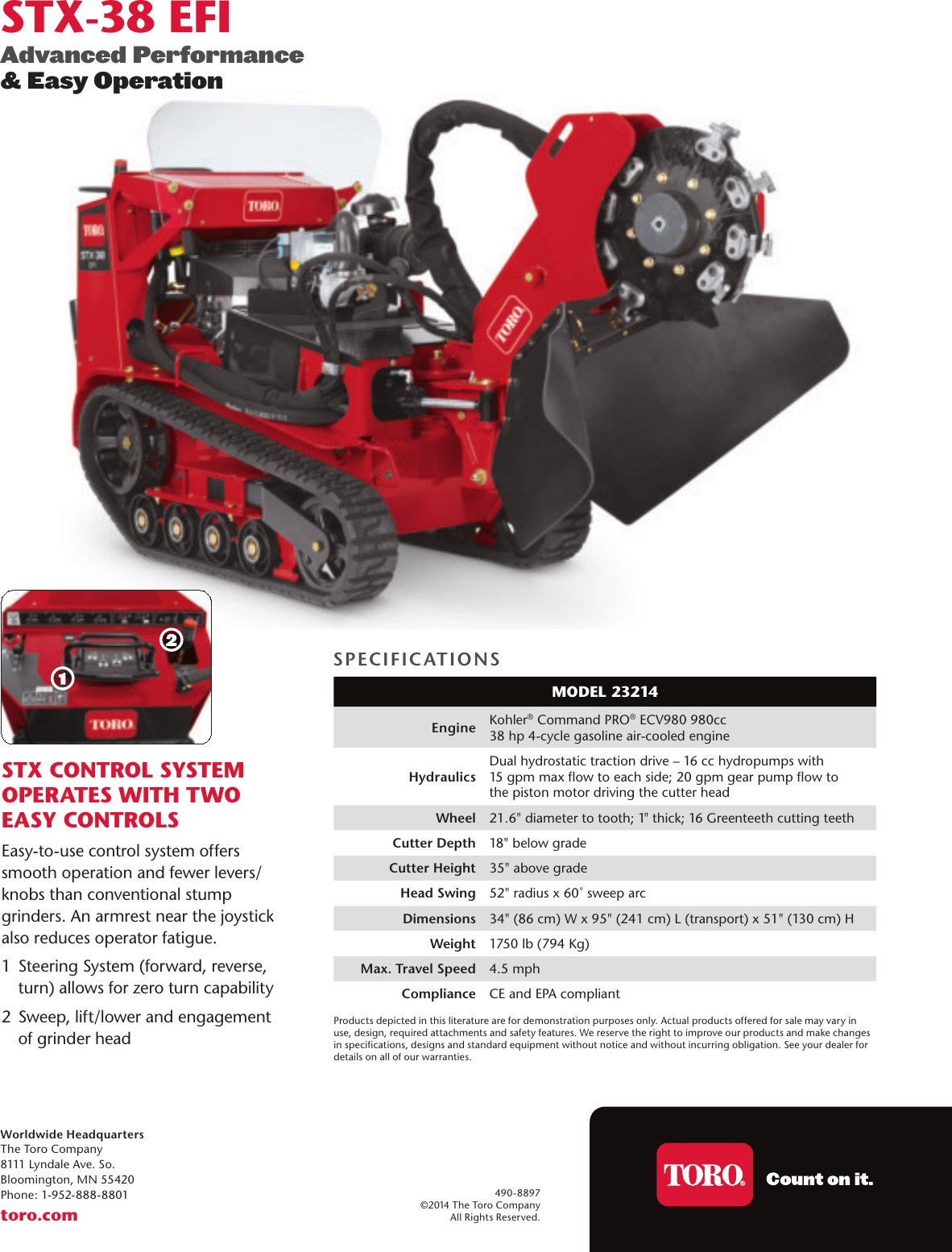 Toro Stx 38 Stump Grinder Sell Sheet