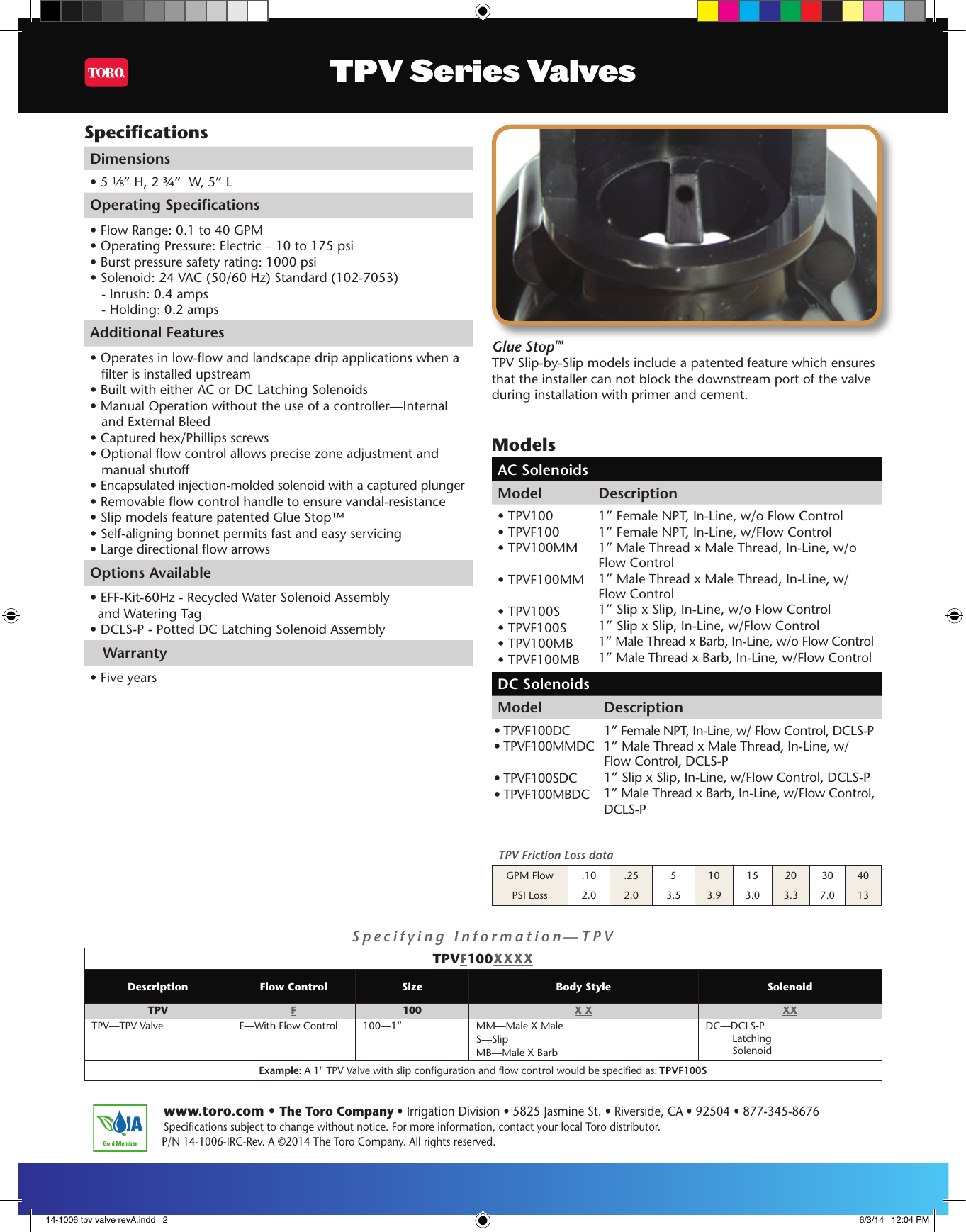 Toro Tpv Series Sell Sheet