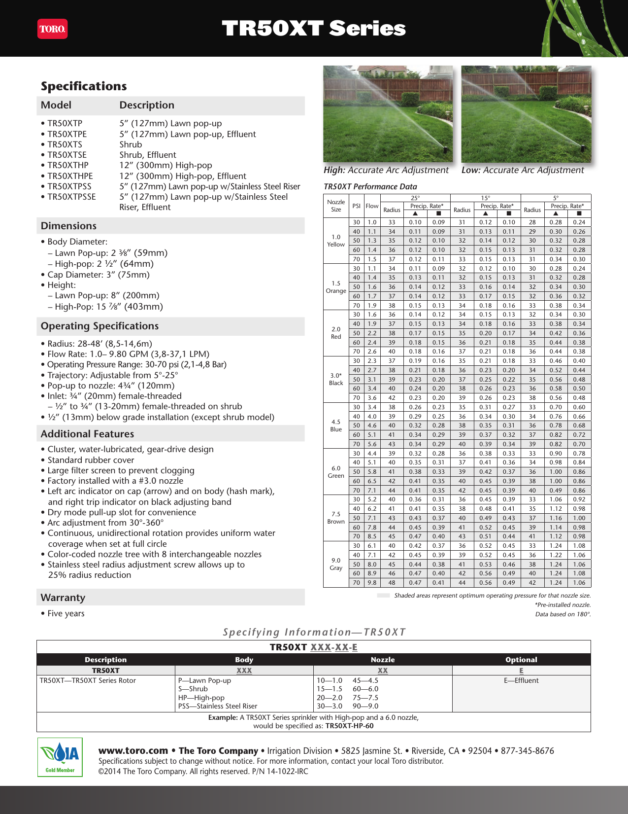 Toro Tr50Xt Series Sell Sheet