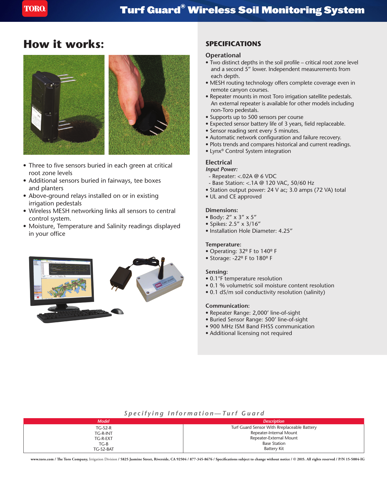 Toro Turf Guard Sensors Product Literature