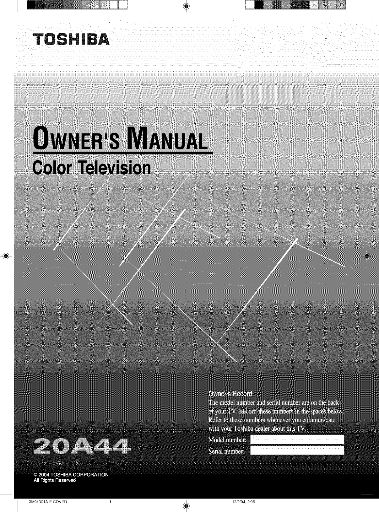 Toshiba 20A44 User Manual COLOR TV Manuals And Guides L0502589