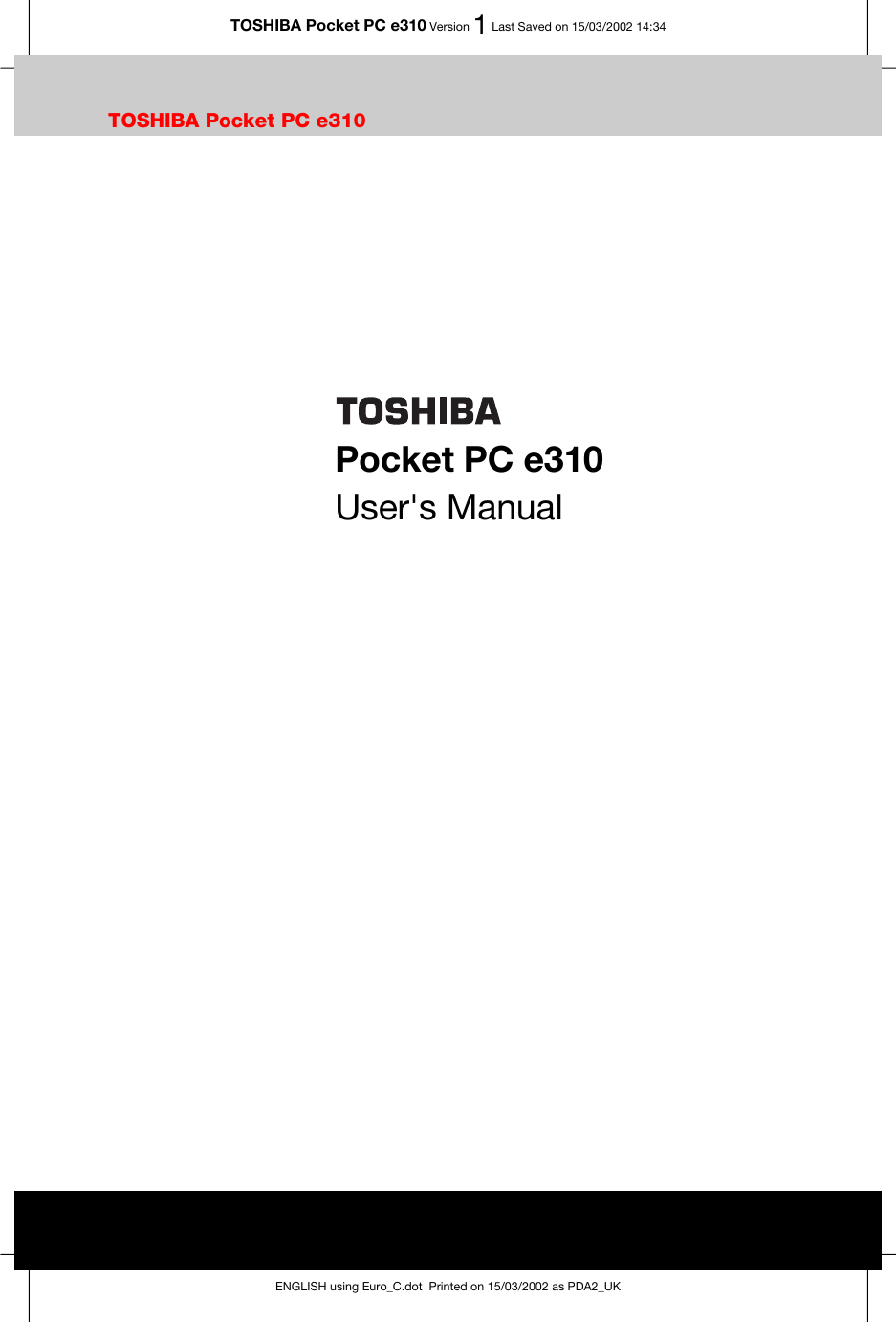 Toshiba E310 Users Manual