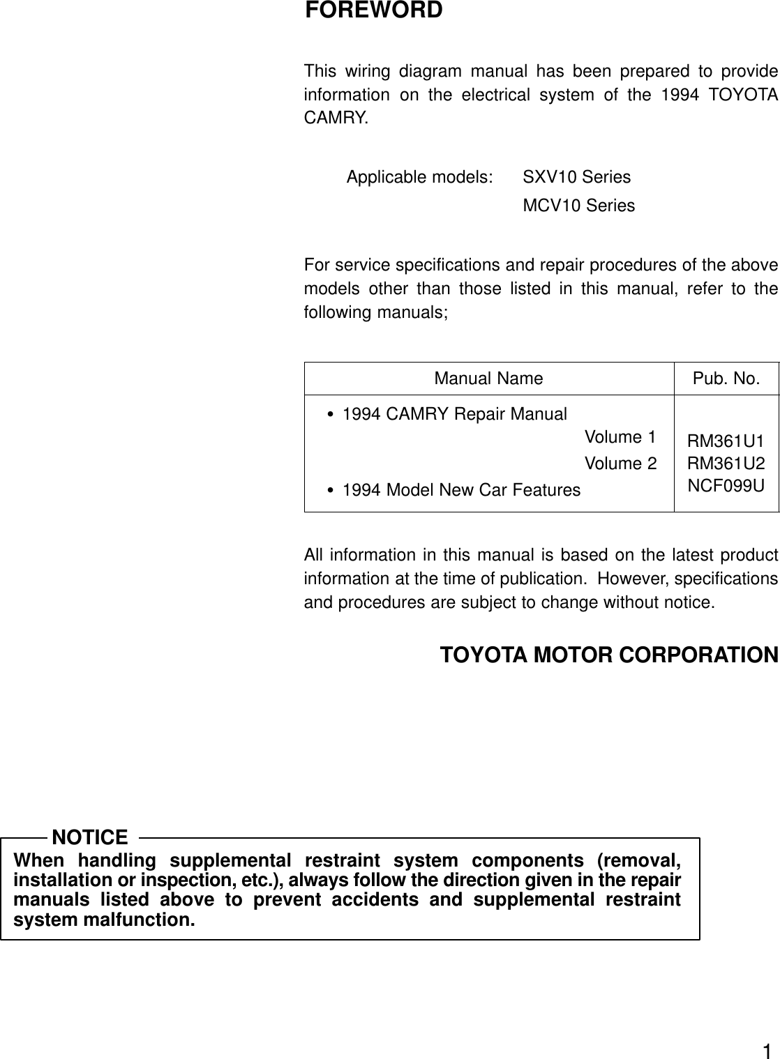 Toyota Mcv10 Users Manual