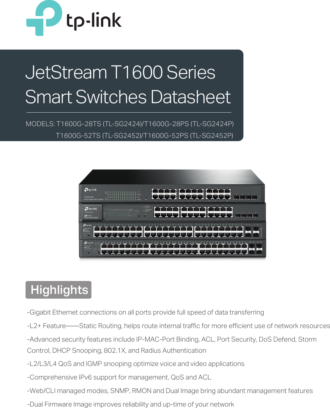 T1600系列机型共用Datasheet T1600G 52PS(UN) V2 Datasheet