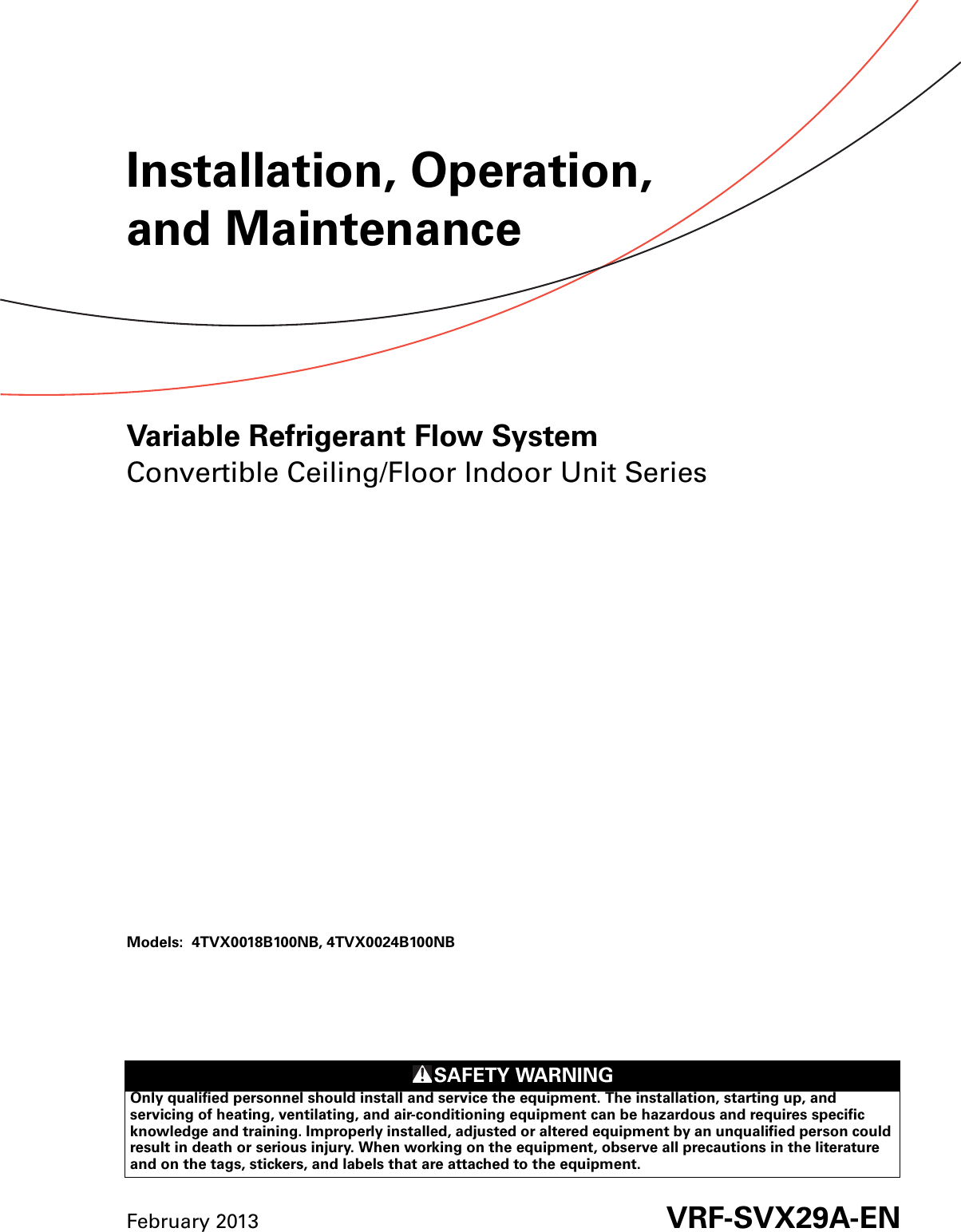 Trane Convertible Ceiling Floor Indoor Installation And Maintenance ...