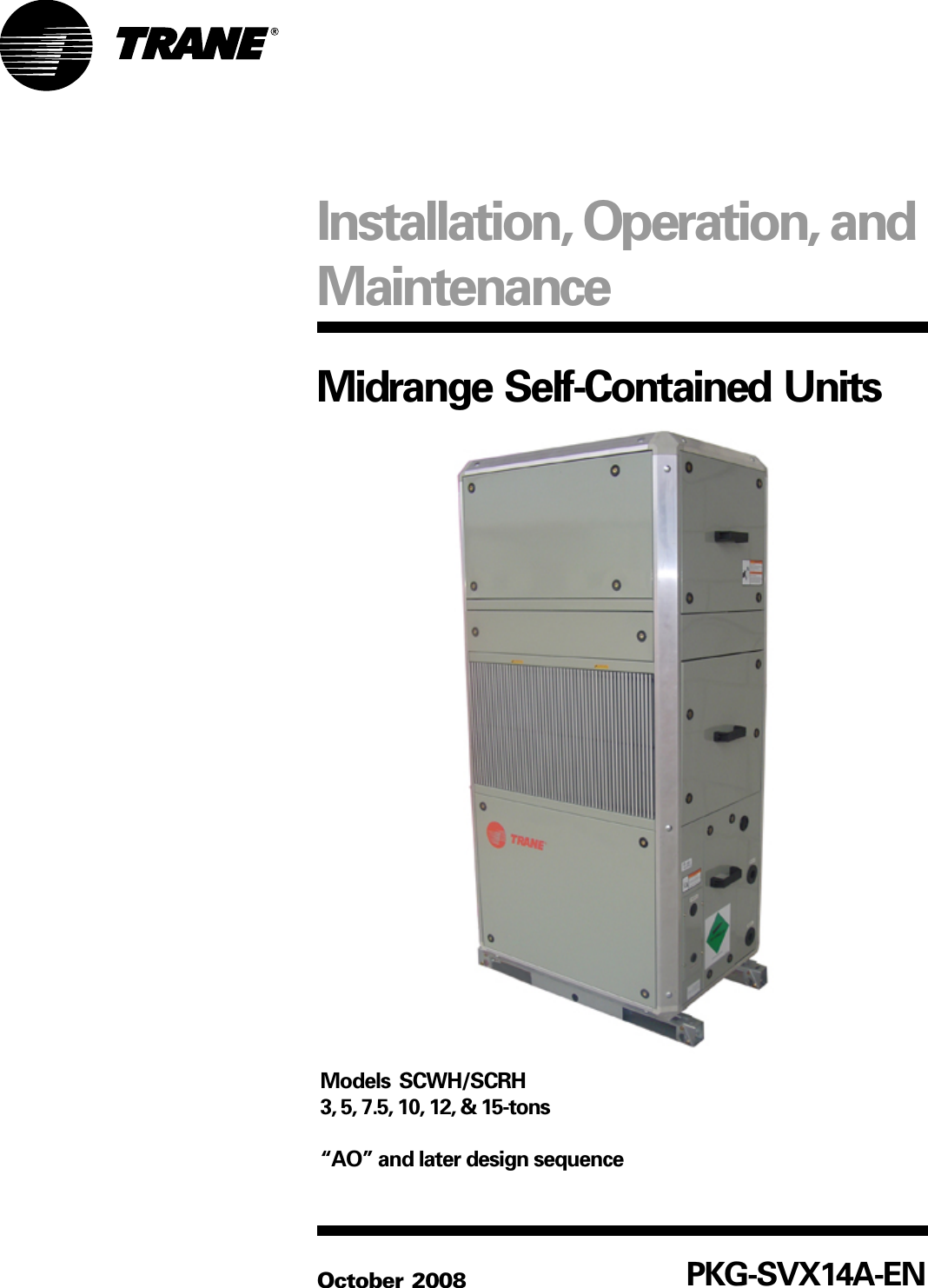 Trane Scrh Users Manual PKG SVX14A EN 09/01/2007 Installation ...