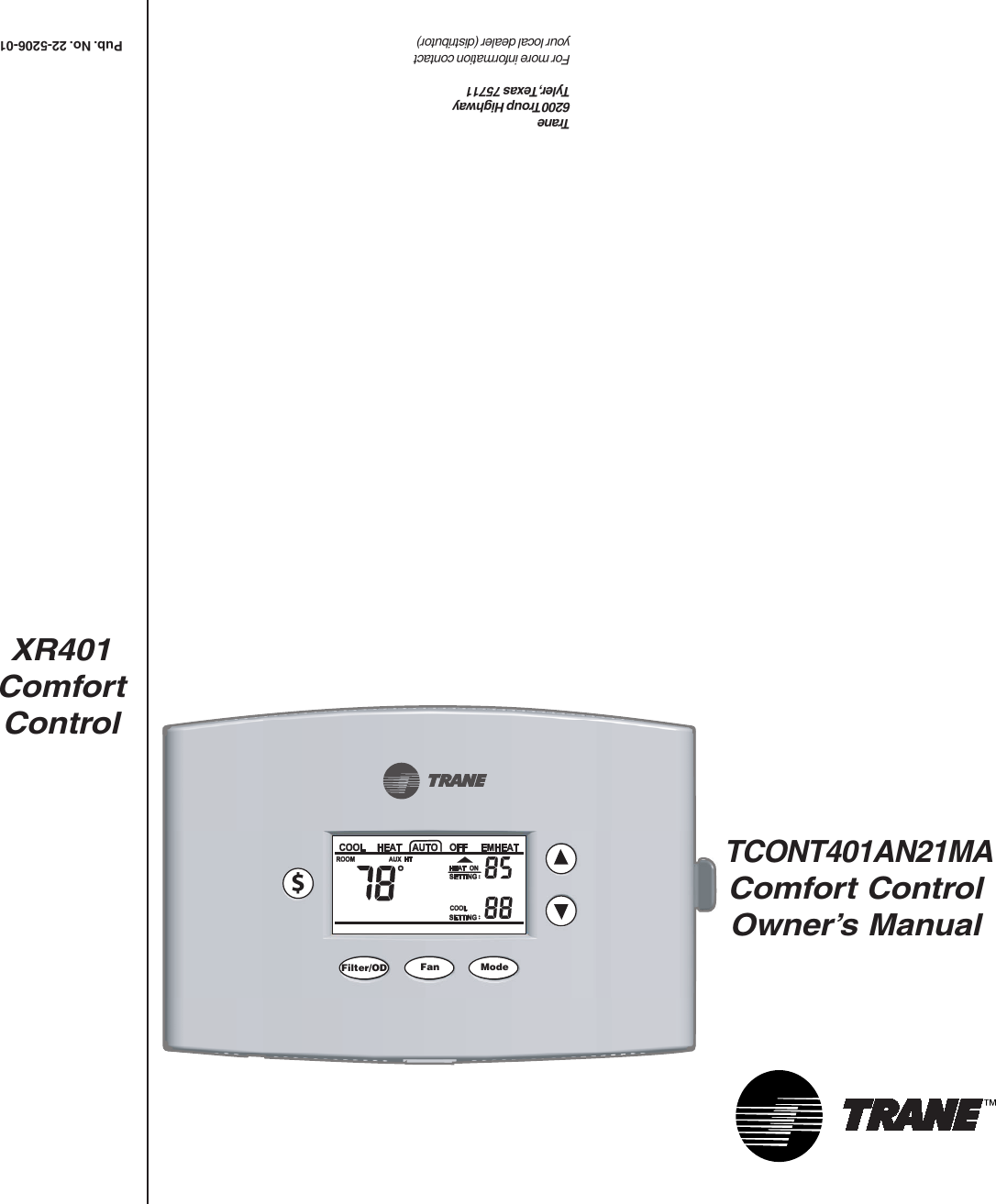 Trane Tcont401An21Ma Users Manual