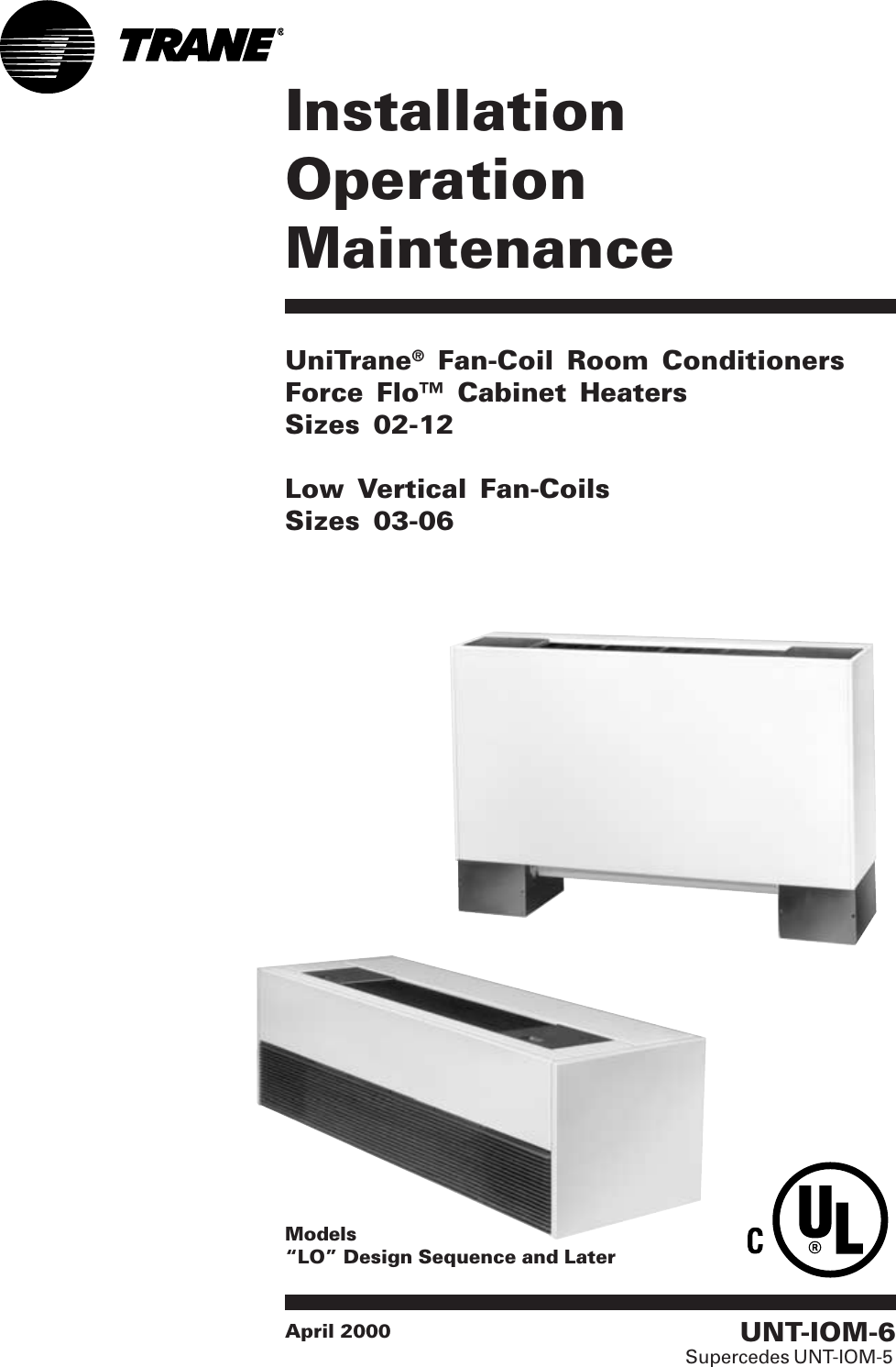 Trane Unt Iom 6 Users Manual
