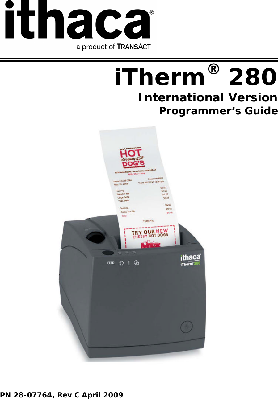 Transact Technologies Itherm 280 Users Manual 28 07765C M280i ...
