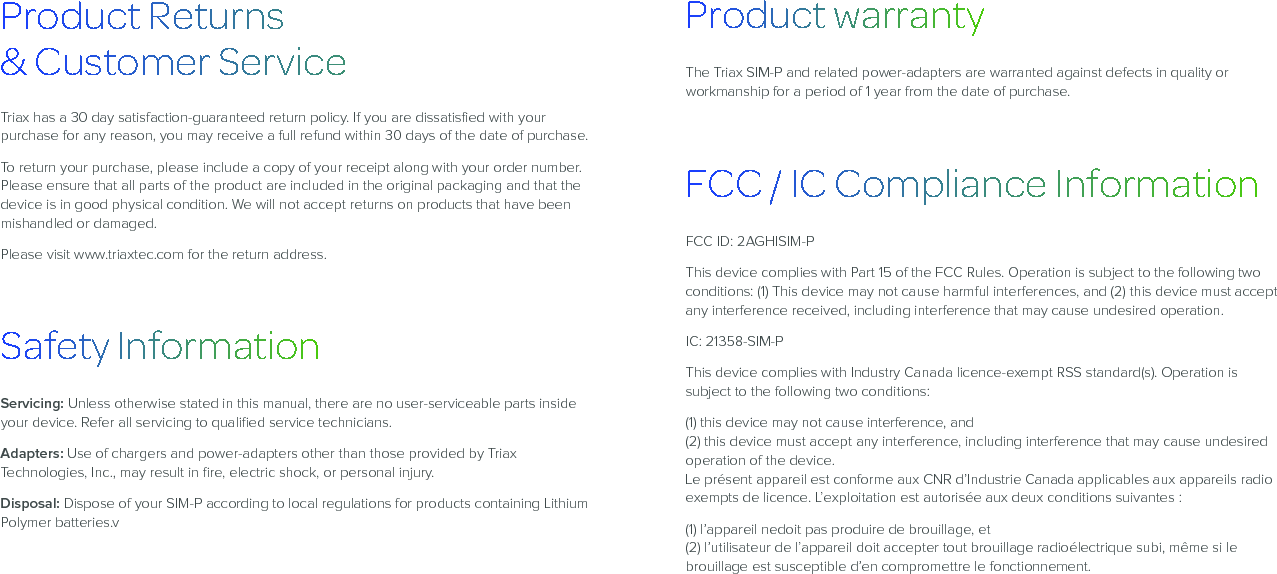 Triax Technologies SIMP Impact force remote sensor User Manual