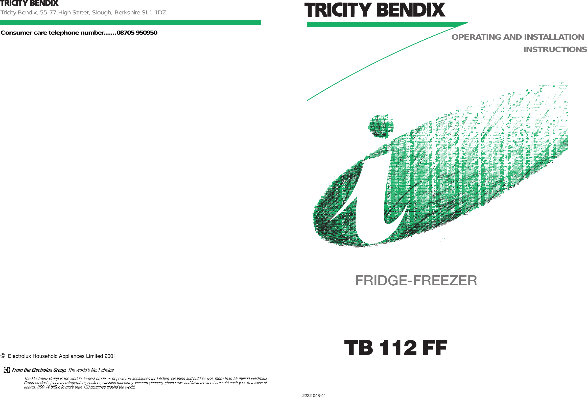 Tricity Bendix Tb 112 Ff Users Manual