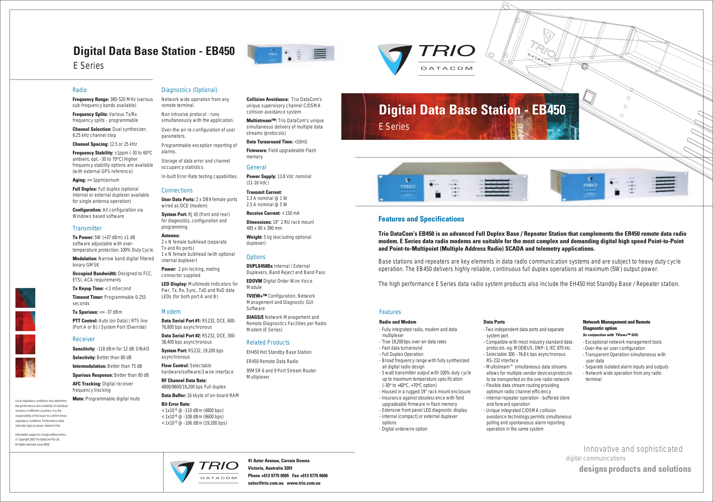 Trio Datacom EB450-XXF01 Remote Radio Data Modem Base/Repeater User ...