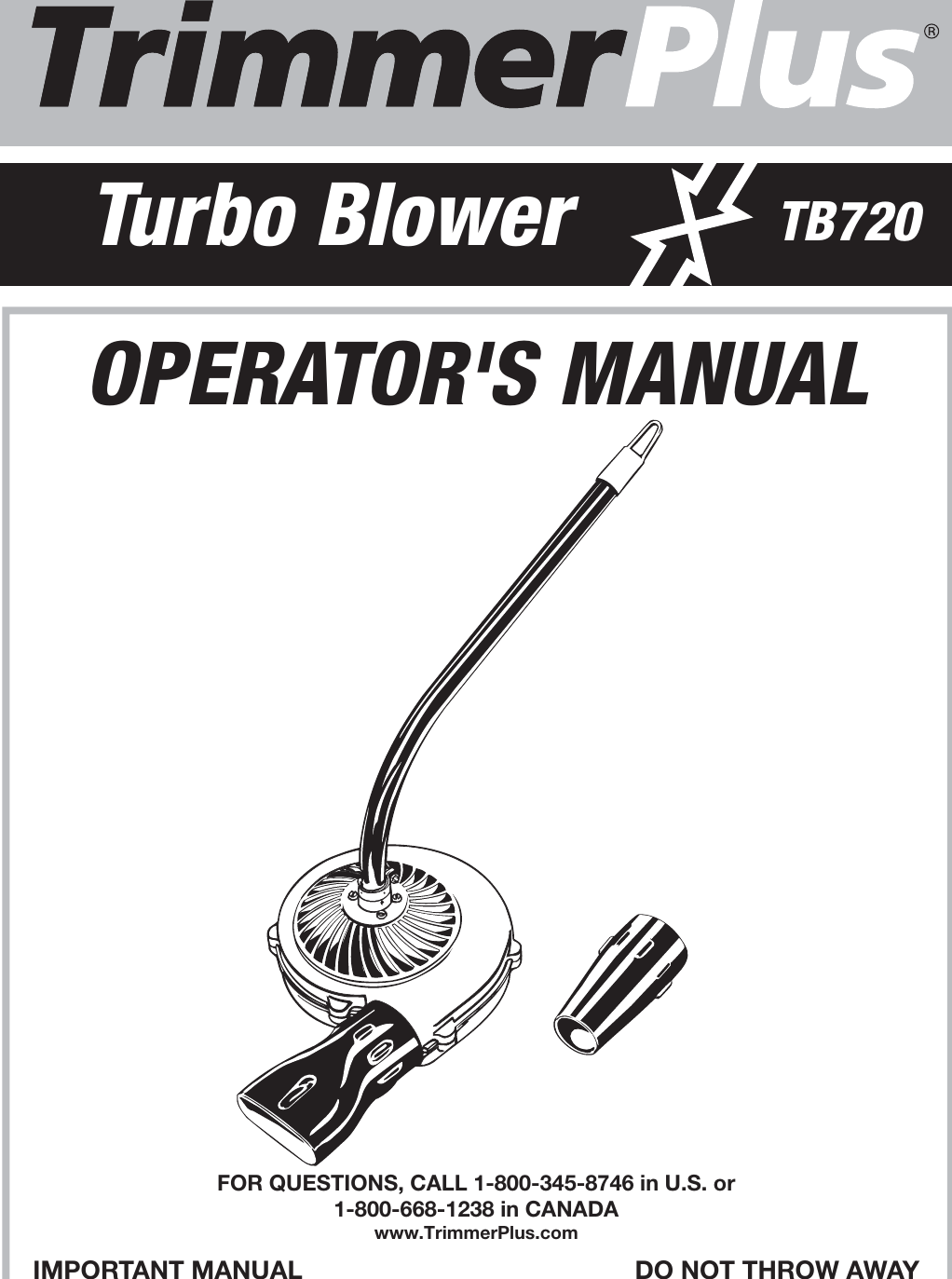Troy Bilt Tb720 Trimmerplus Add On Turbo Blower Owner S Manual 769 03947