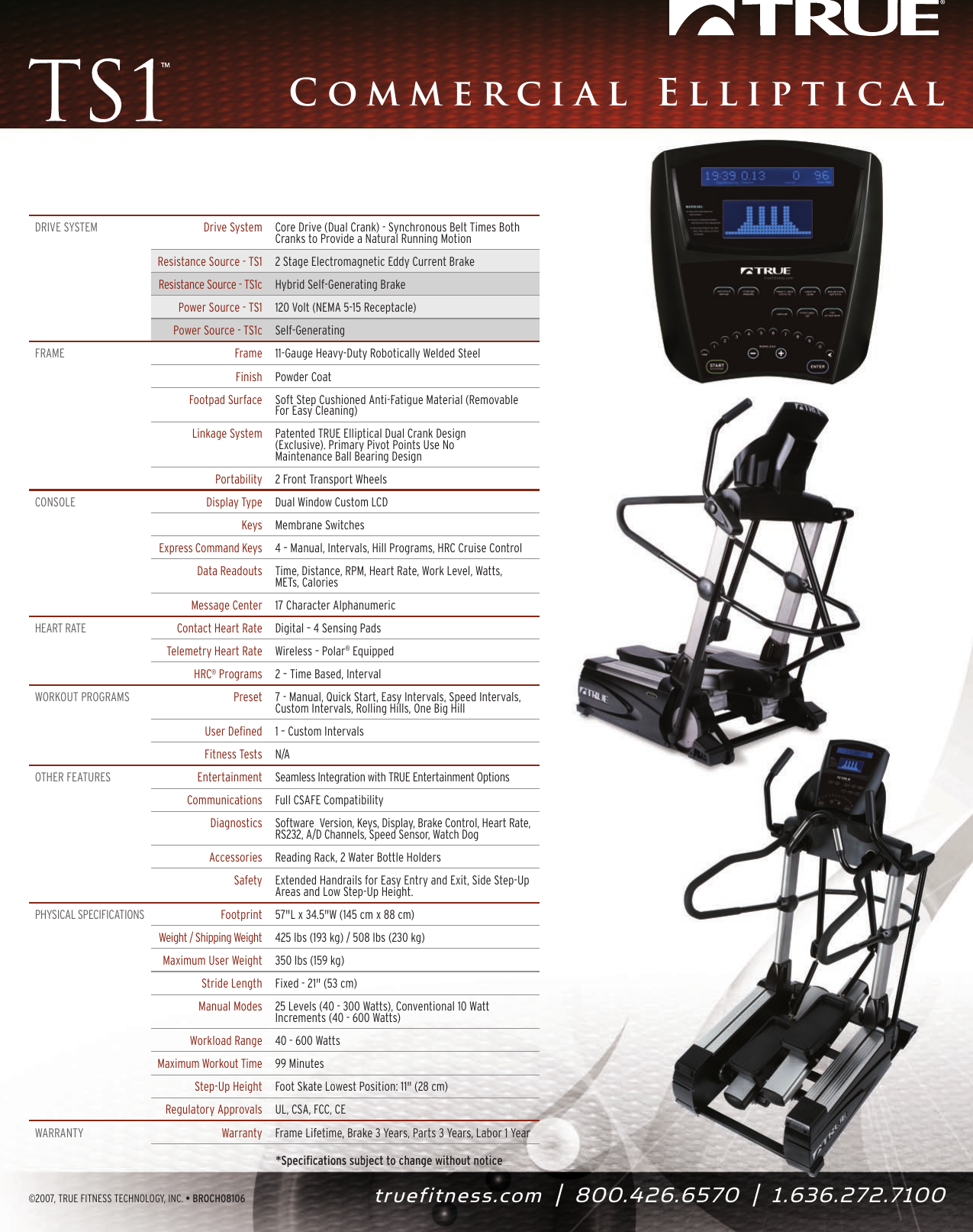 True Fitness Ts1 Users Manual