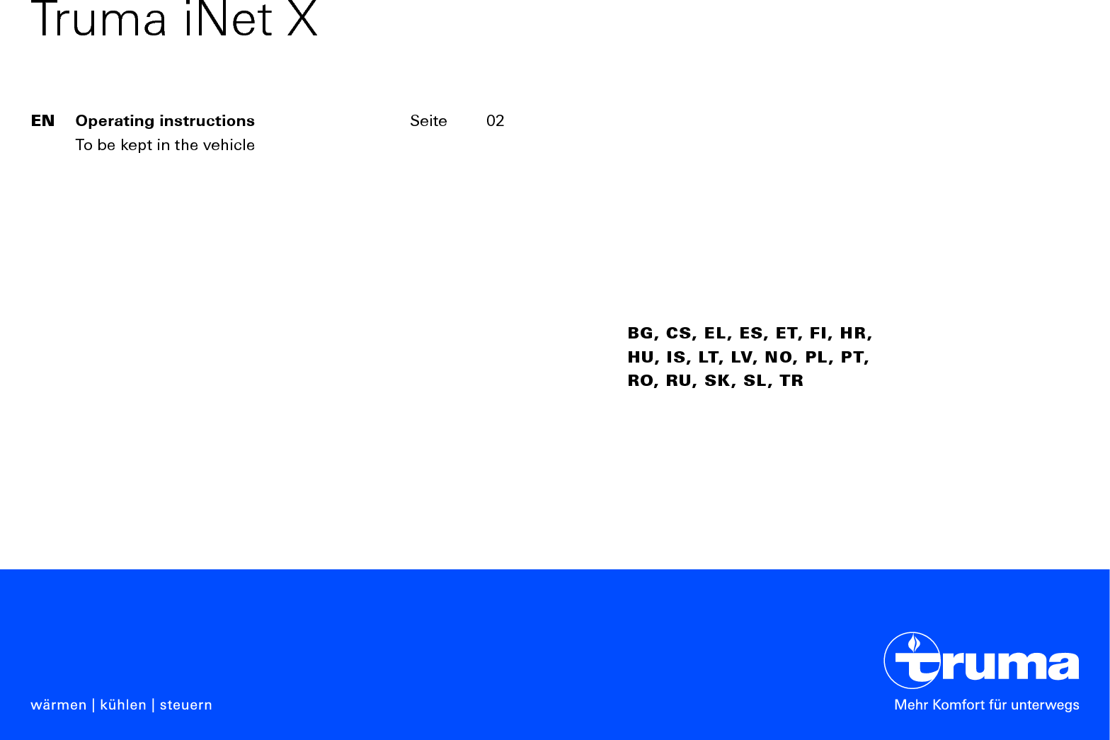 Truma Geraetetechnik and KG INETX Digital Control Panel for caravanning ...