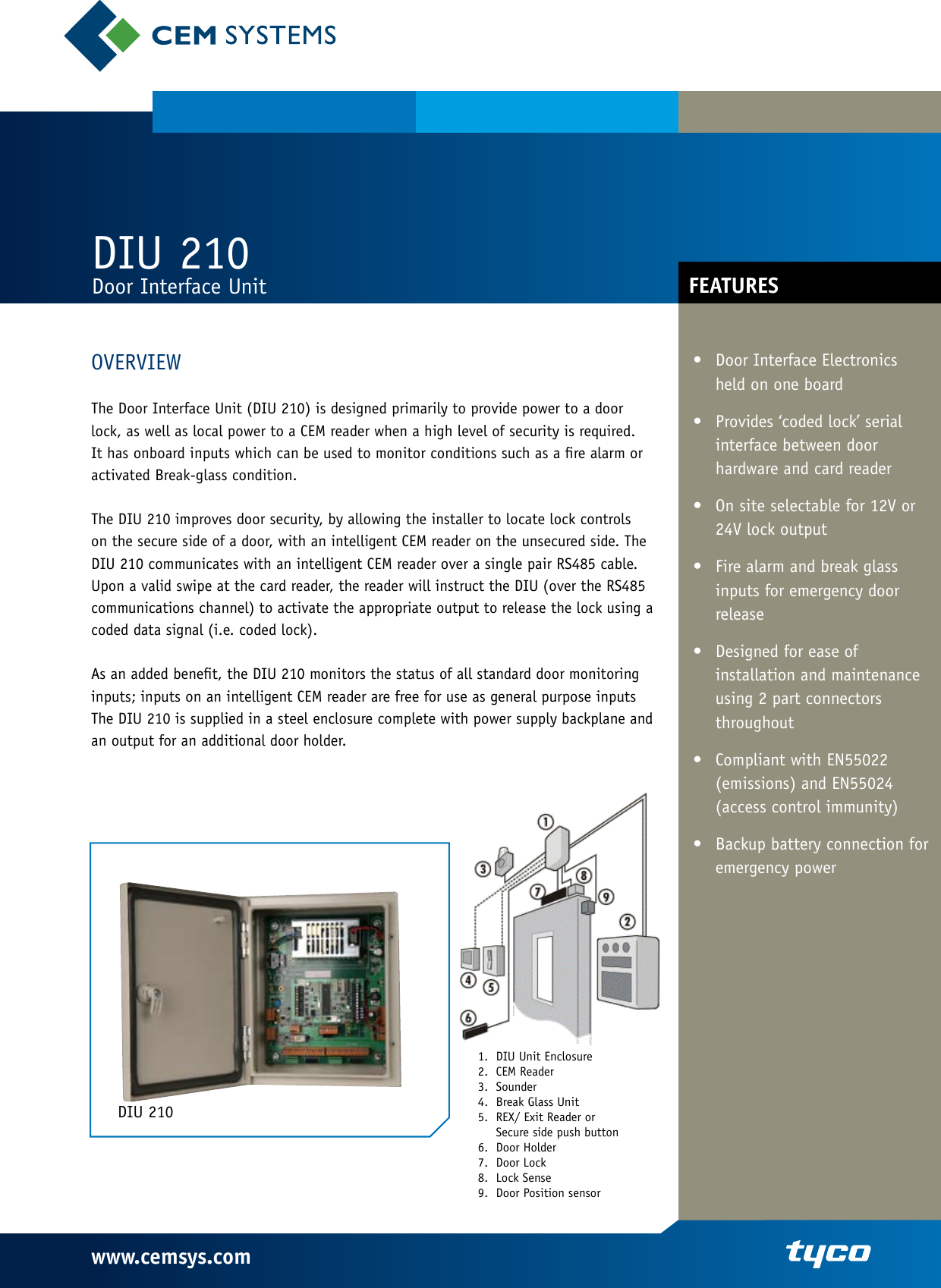 Tyco Door Interface Unit Diu 210 Users Manual