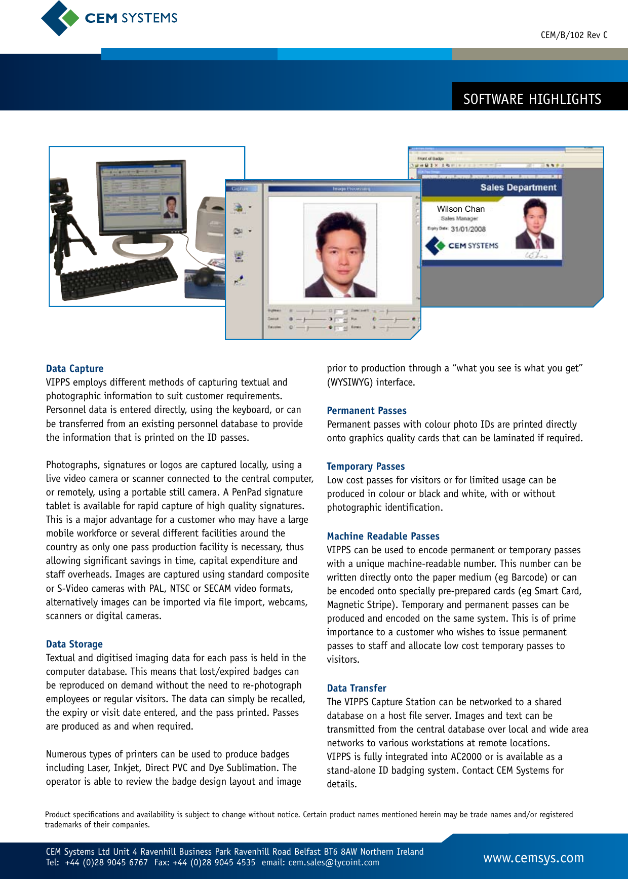 Tyco Visual Imaging And Pass Production System Ac2000 Vipps Users Manual