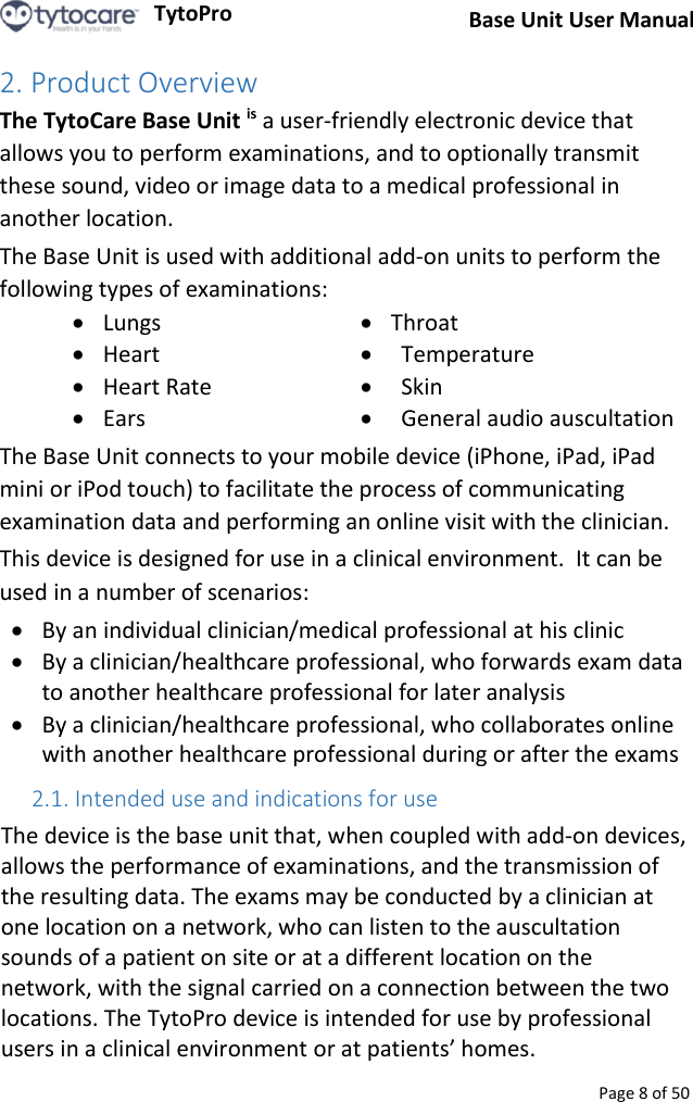 Tyto Care K160401 Electronic medical device that enables wireless ...