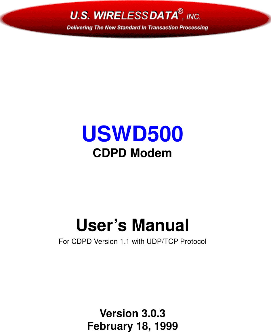 U S Wireless Data USWD500 Data transmitter User Manual Updated USWD500 ...