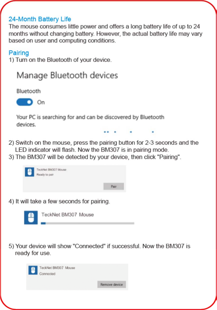UNICHAIN TECHNOLOGY BM307 Wireless mouse User Manual x