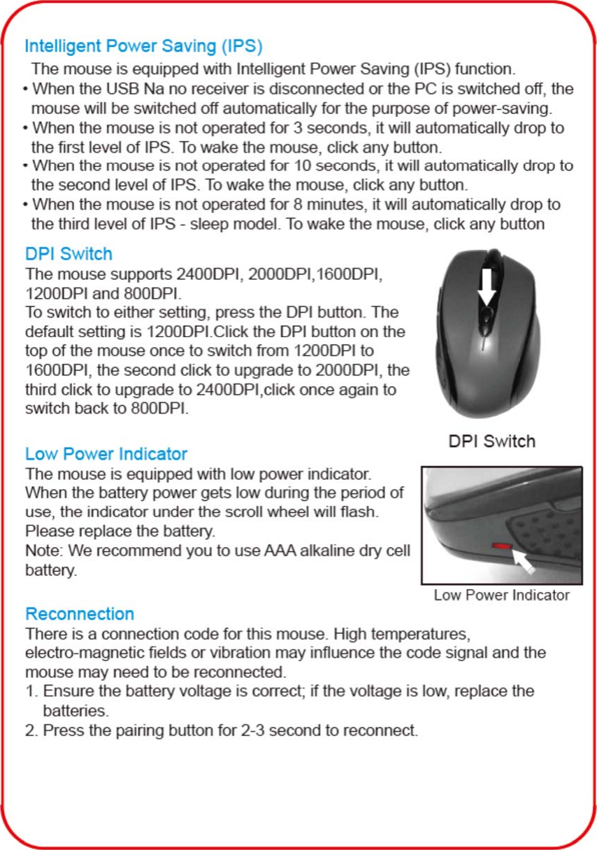UNICHAIN TECHNOLOGY BM307 Wireless mouse User Manual x