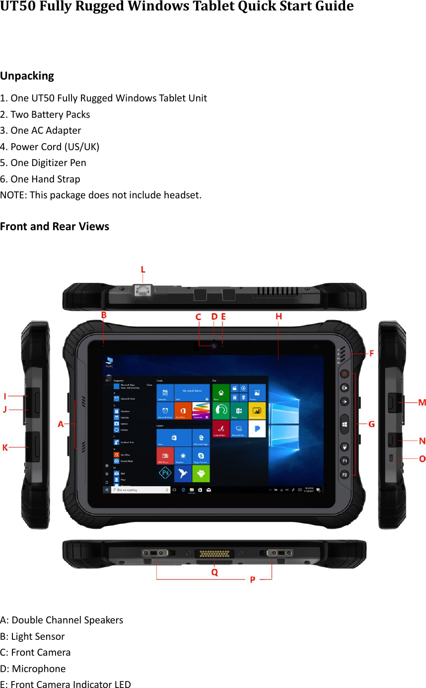 UNISTRONG SCIENCE and TECHNOLOGY UT50 Fully Rugged Windows Tablet User ...