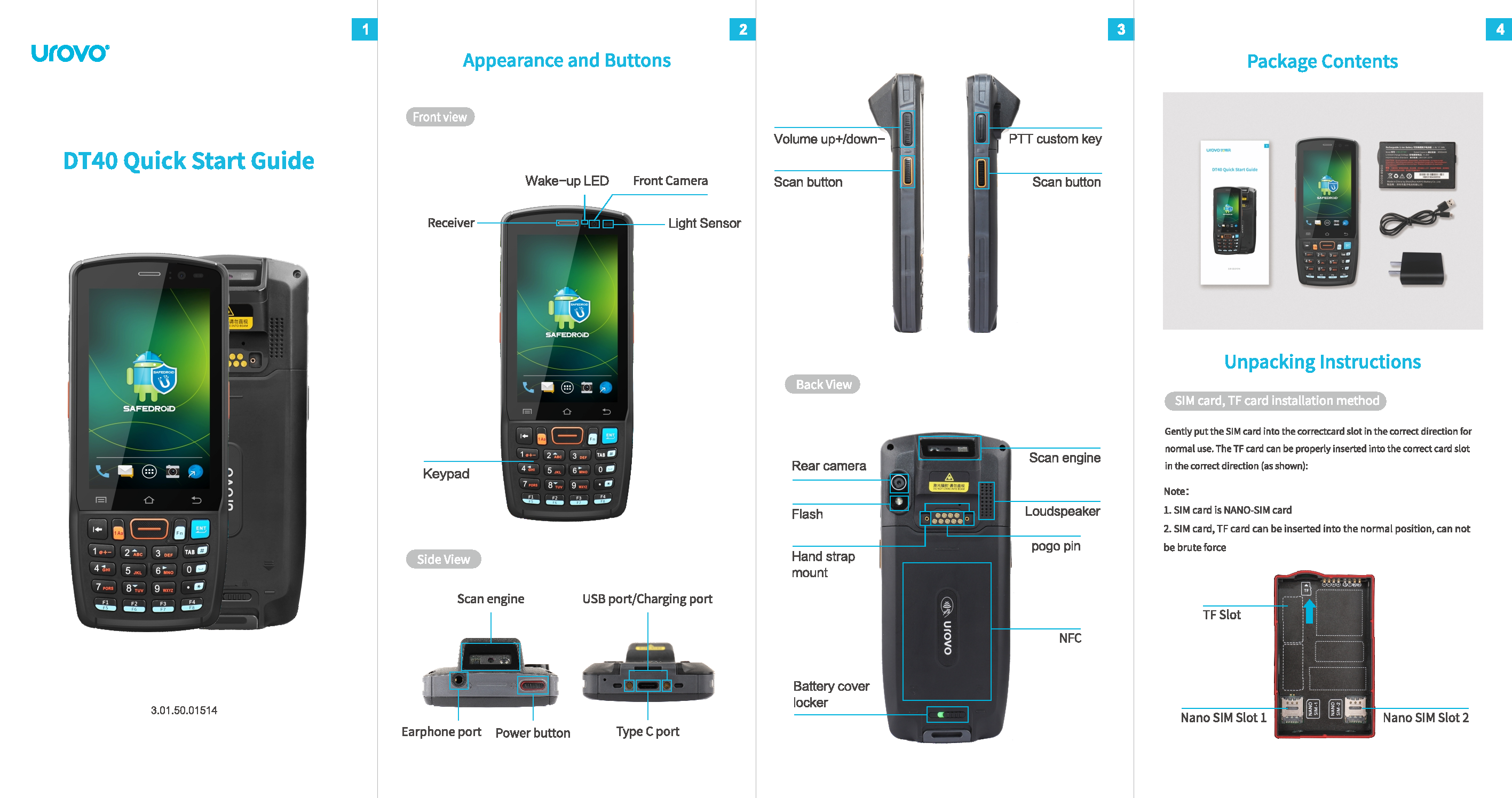 UROVO TECHNOLOGY DT40 Handheld Data Terminal User Manual DT40