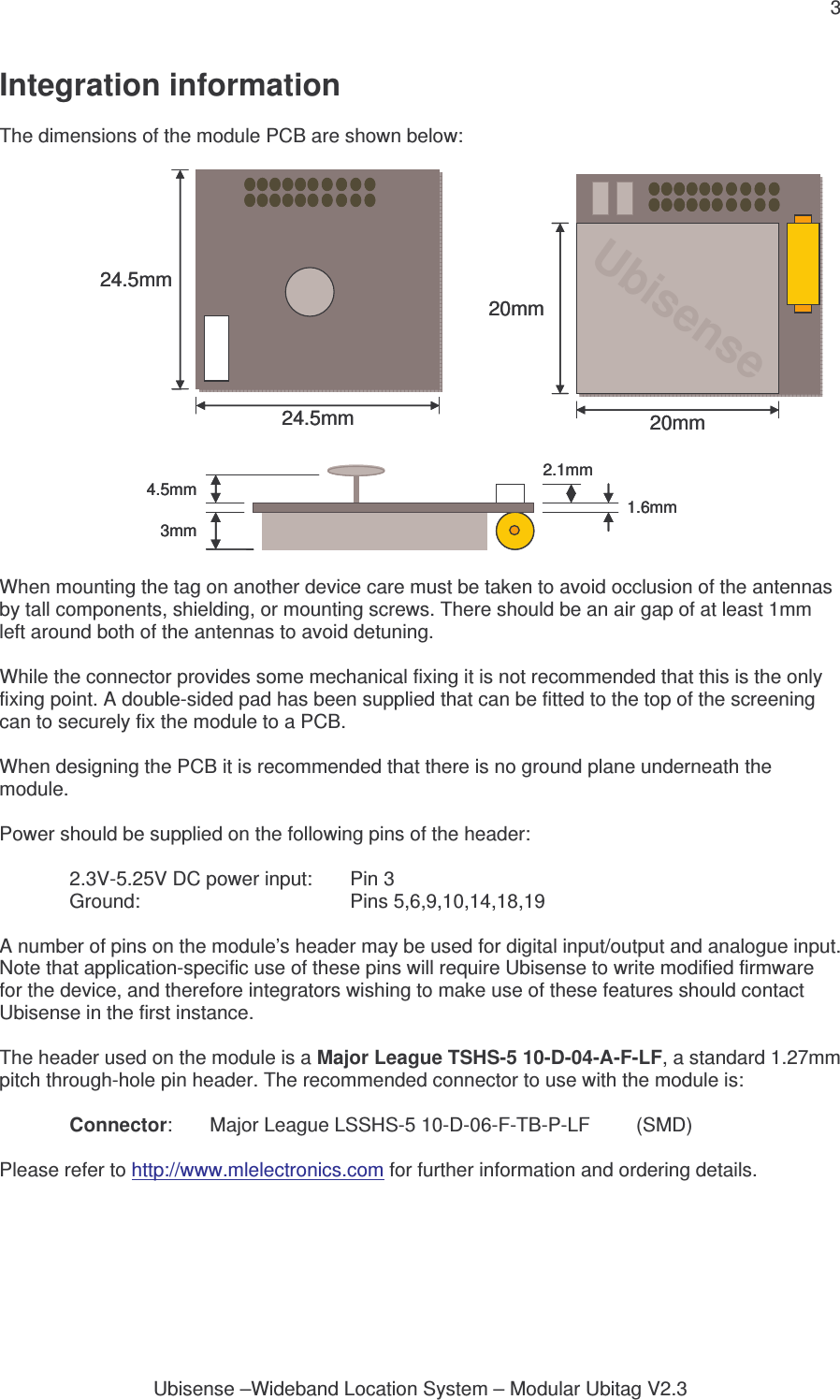 Ubisense MOD23 Location tracking tag User Manual Modular Ubitag v2 3