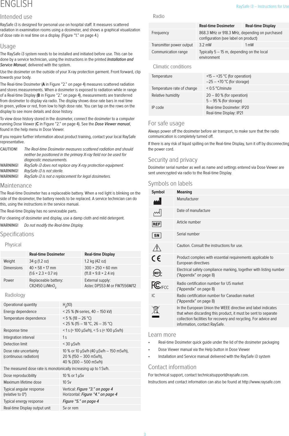 Unfors RaySafe 1601028 Scattered Xray Dosimeter User Manual