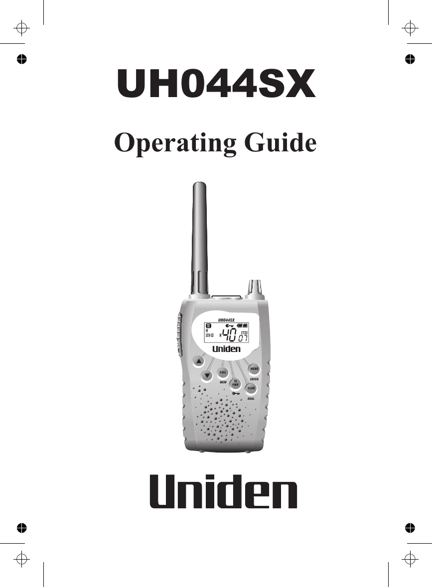 Uniden Uh044Sx Users Manual UHO44SX OM