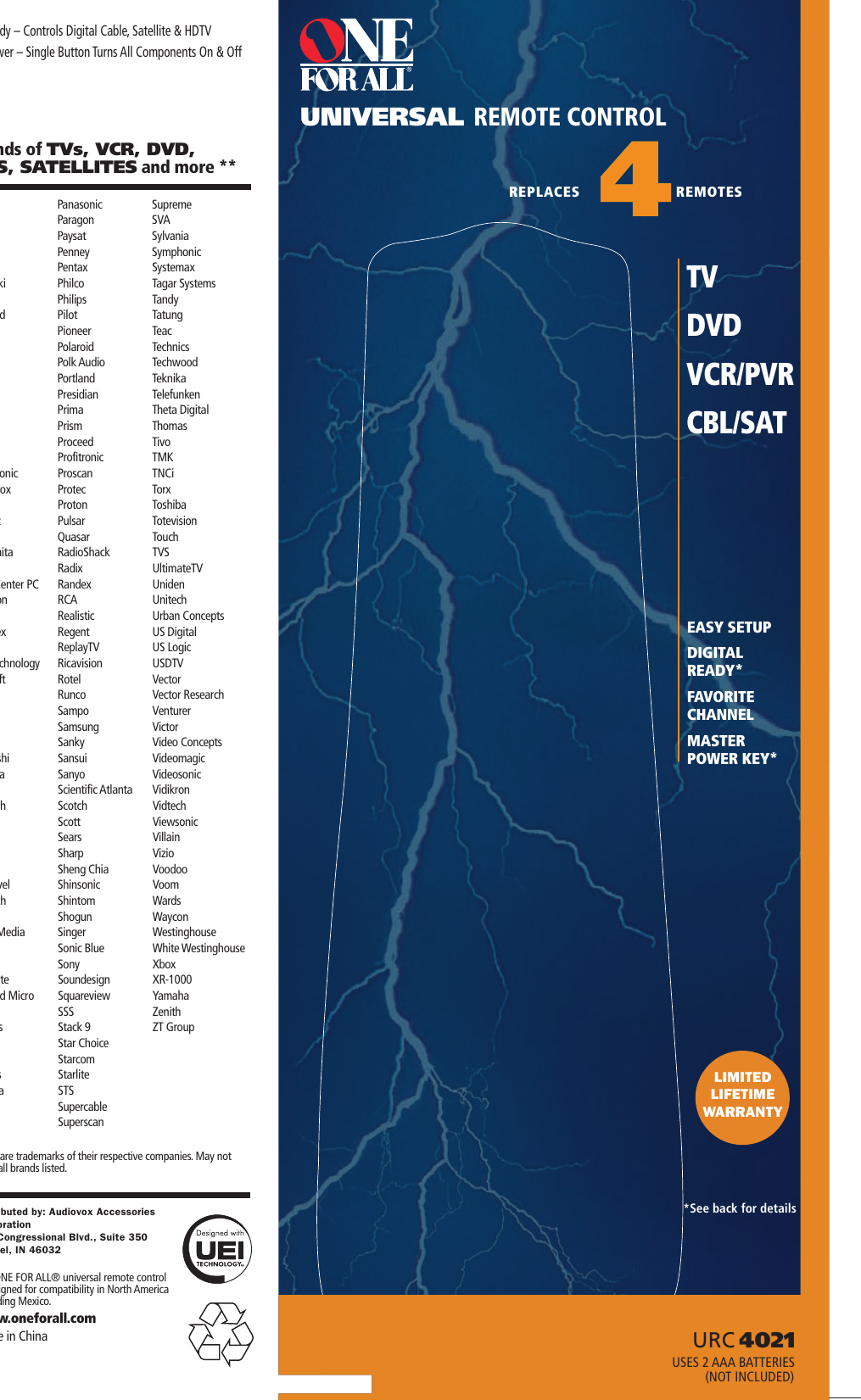 Universal Remote Control One For All Urc 4021 Setup Guide ManualsLib ...