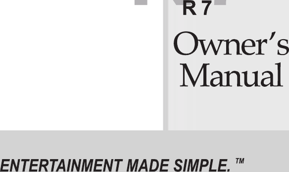 Universal Remote Control R7 Owners Manual