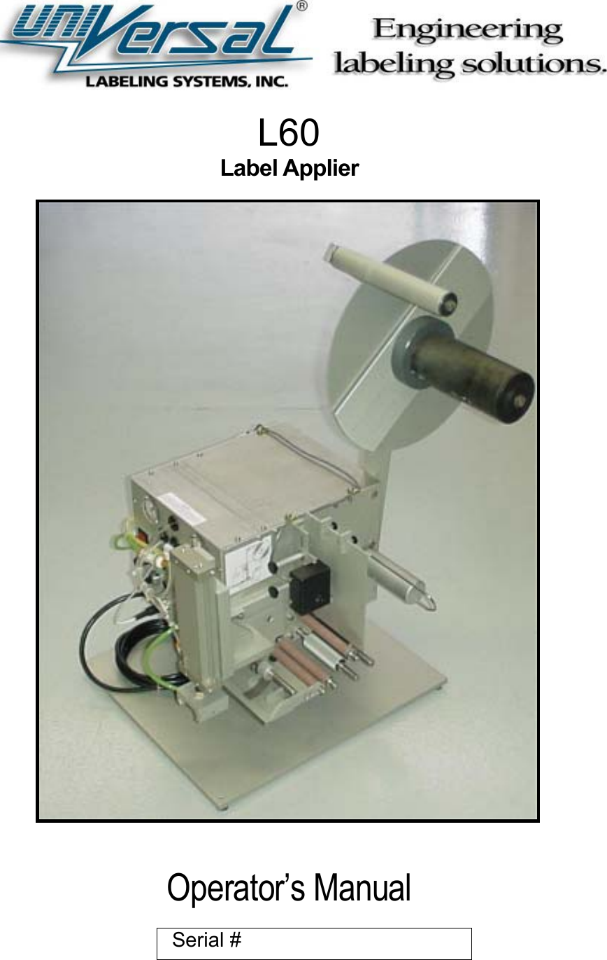Universal L60 Users Manual L60MAN 2001