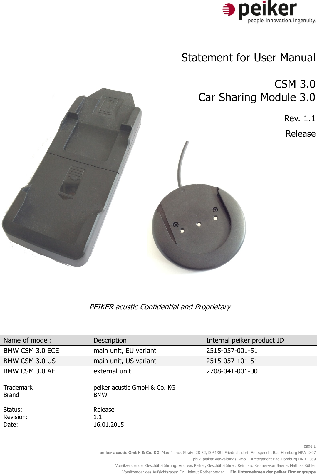 VALEO Telematik und Akustik CSM3-MM-US Car Sharing Main module User ...