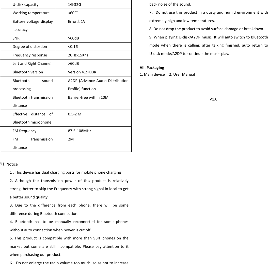 VTIN TECHNOLOGY BH219A Bluetooth Fm Transmitter User Manual VTIN TECHNOLOGY BH219A Bluetooth Fm Transmitter User Manual