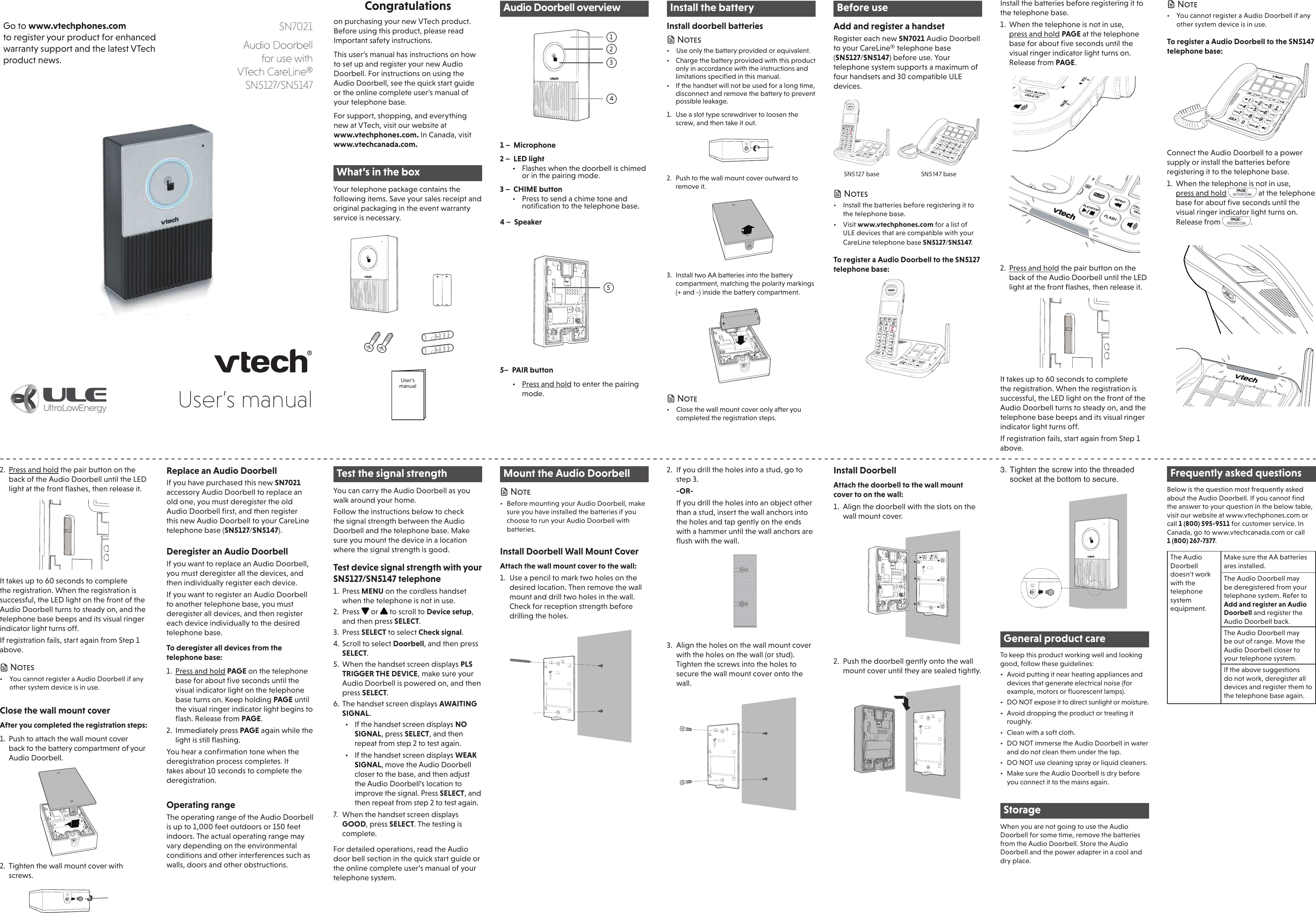 VTech Telecommunications 80-1428-00 Audio Doorbell User Manual