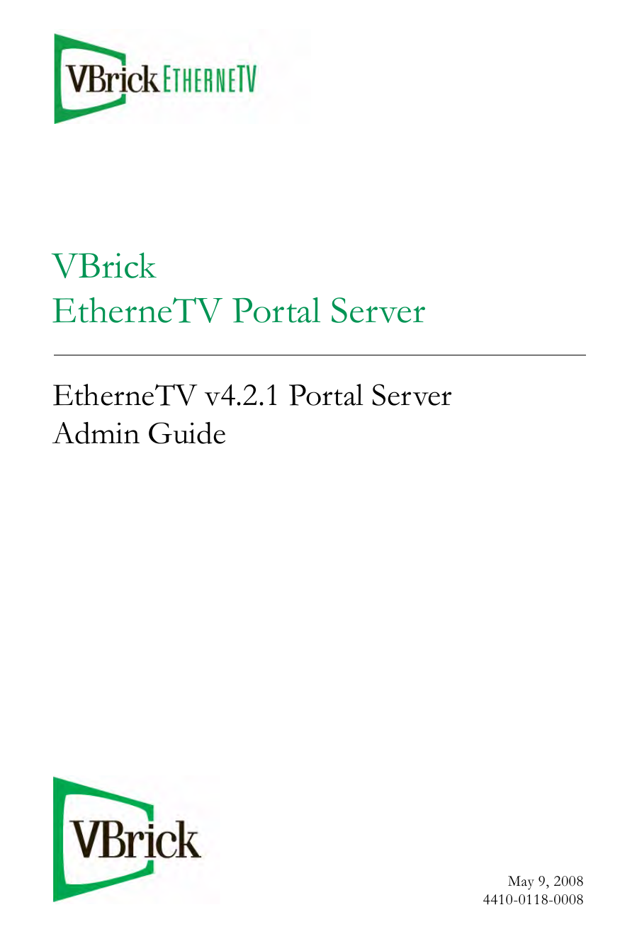 Vbrick Systems Portal Server Etv V4 2 1 Users Manual MCS_Admin