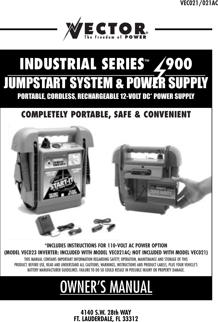 Vector Industrial Series Vec021 Users Manual Manual, 021/021AC