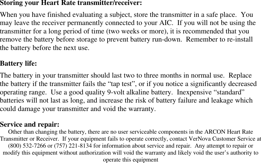 VerNova HRT01 Wireless Heart Pulse Monitor User Manual Manual