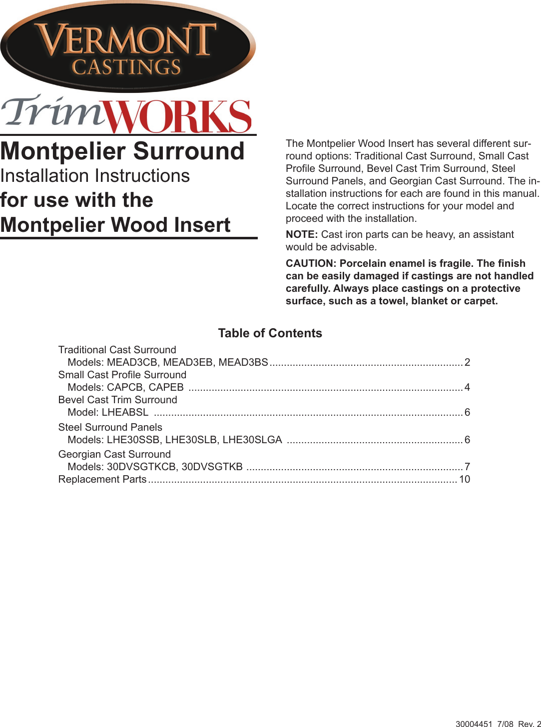 Vermont Casting Montpelier Wood Insert Mead3Bs Users Manual 3 4451 Surnds