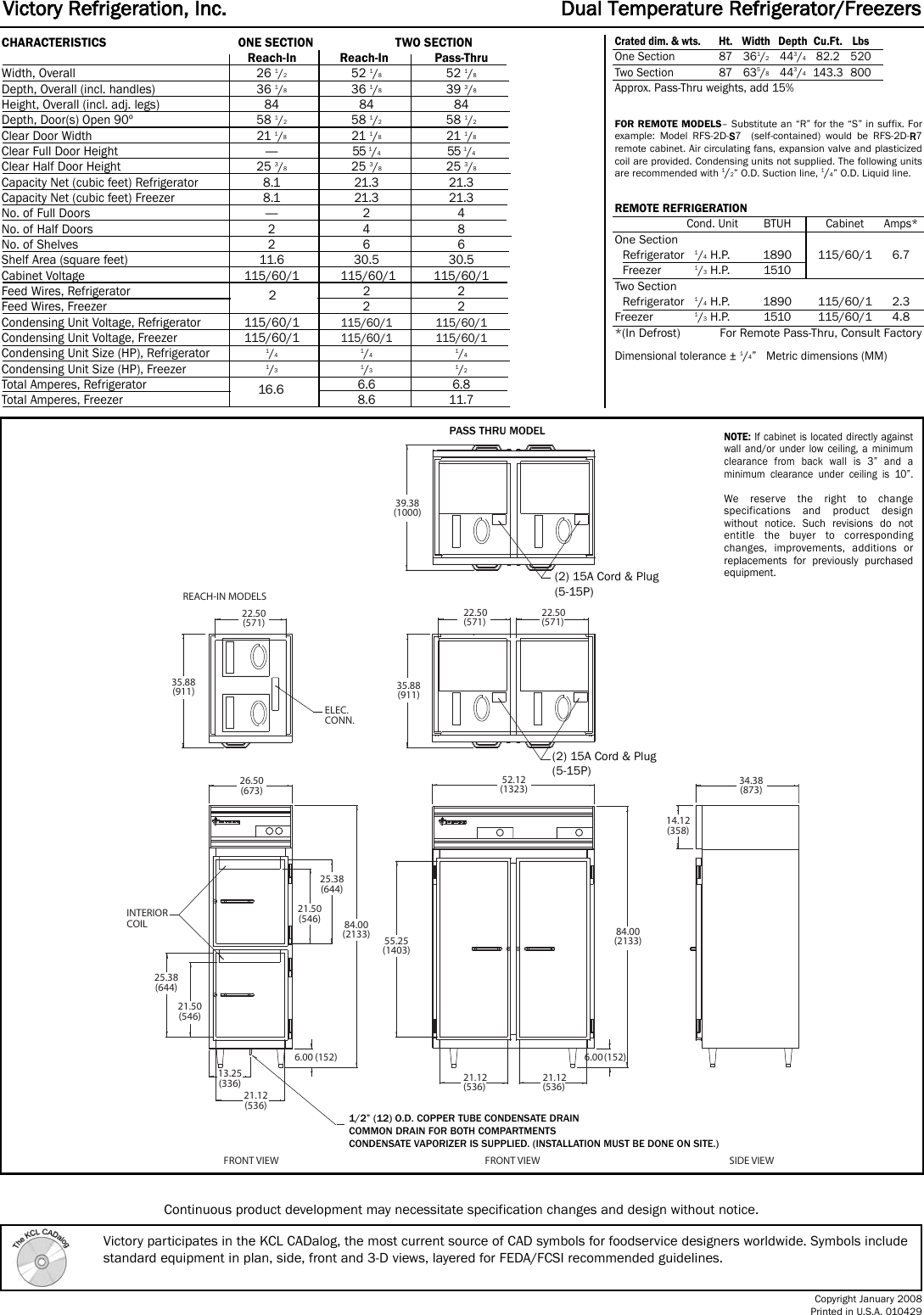 Victory Refrigeration Rfa 1D S7 Users Manual RFS RFSA Jan08