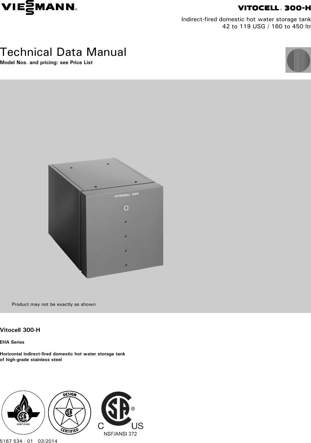 Viessmann Vitocell 300 H Technical Manual 5167 534 01