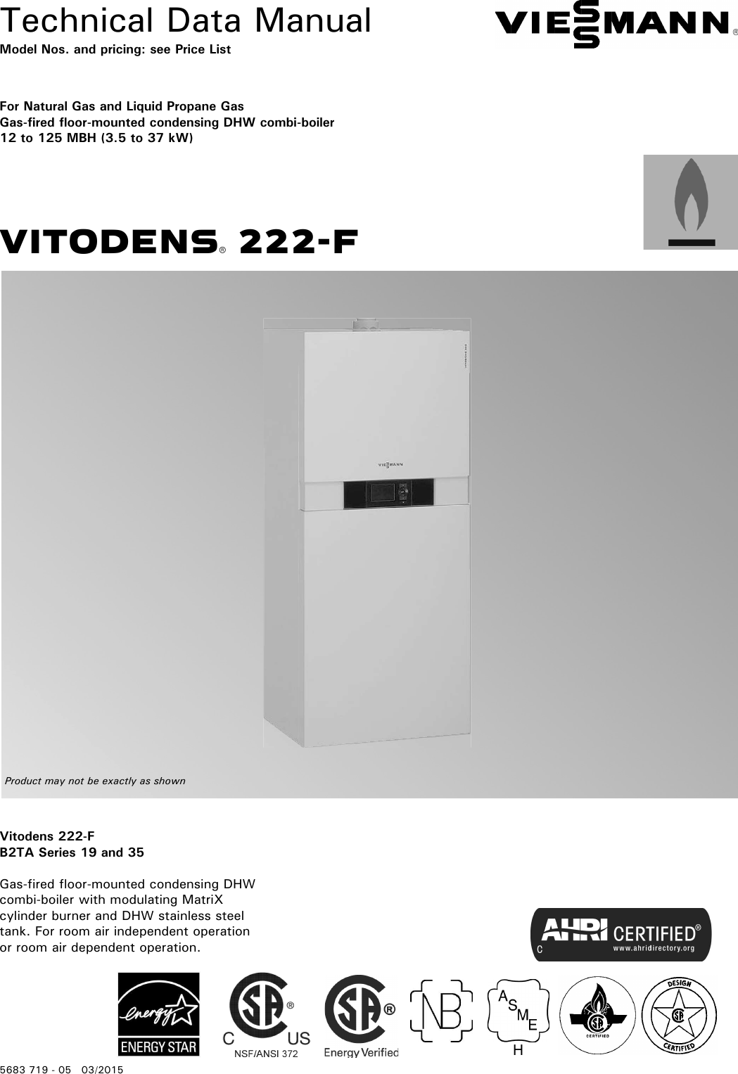 Viessmann Vitodens 222 F B2Ta Technical Manual 5683 719 05