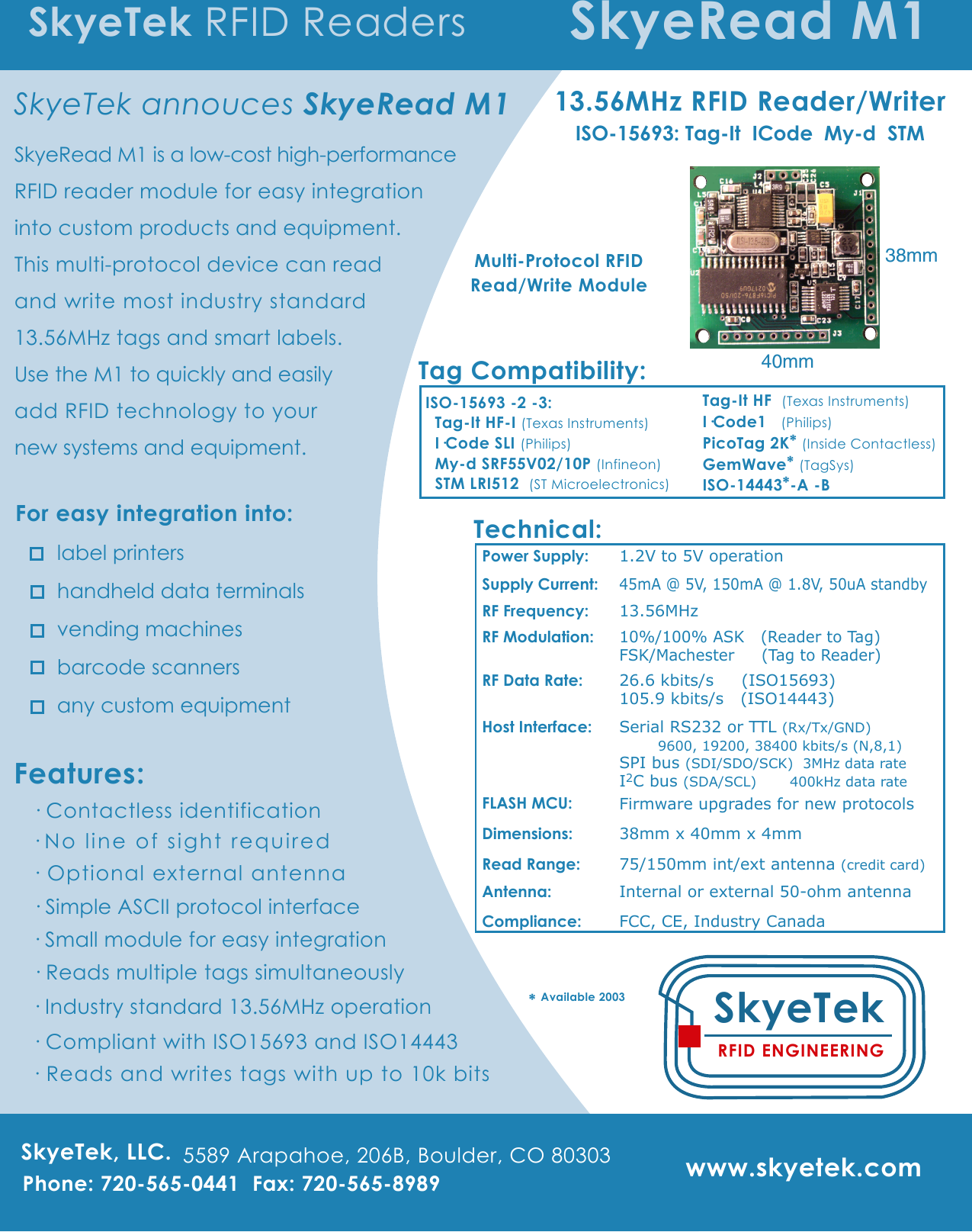 Visionary CL2-RFID-M1 RFID Reader User Manual 13 56MHz RFID Read Write ...