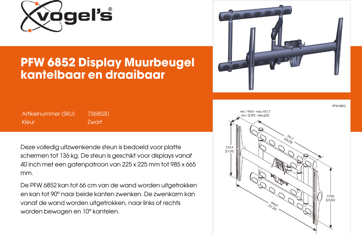 Leaflet Version 4.0 PFW 6852 Display Muurbeugel kantelbaar en draaibaar ...