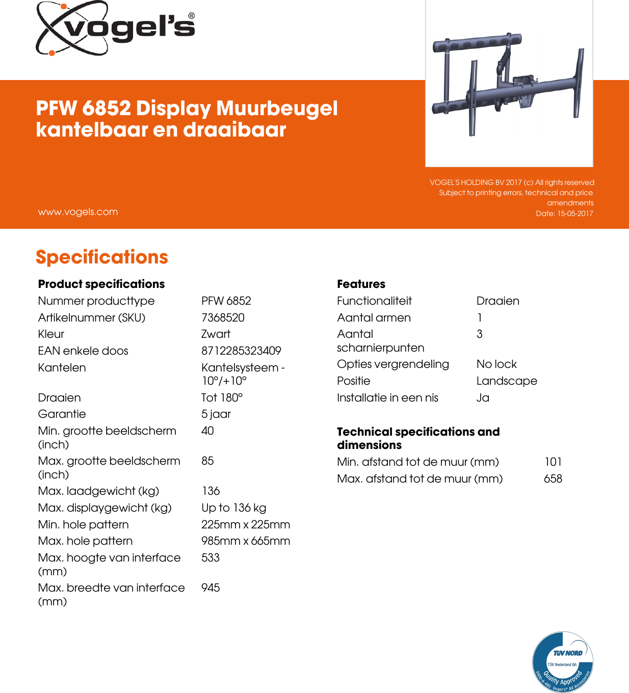 Leaflet Version 4.0 PFW 6852 Display Muurbeugel kantelbaar en draaibaar ...