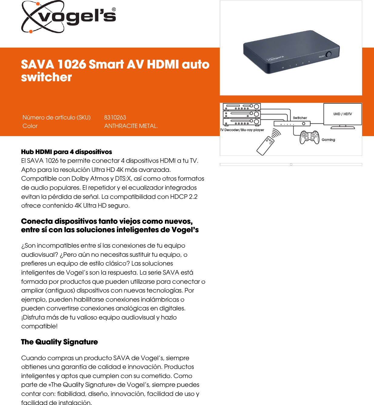 SAVA 1026 Smart AV HDMI Auto Switcher ES Leaflet